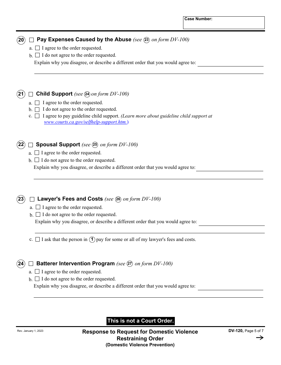 Form DV-120 - Fill Out, Sign Online and Download Fillable PDF, California | Templateroller