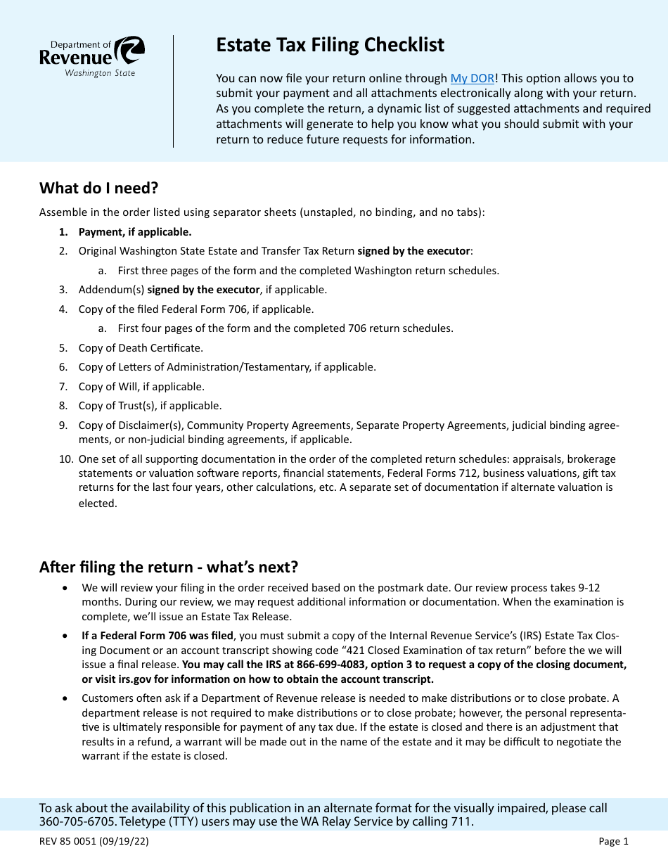 Download Instructions for Form REV85 0050 Estate and Transfer Tax ...