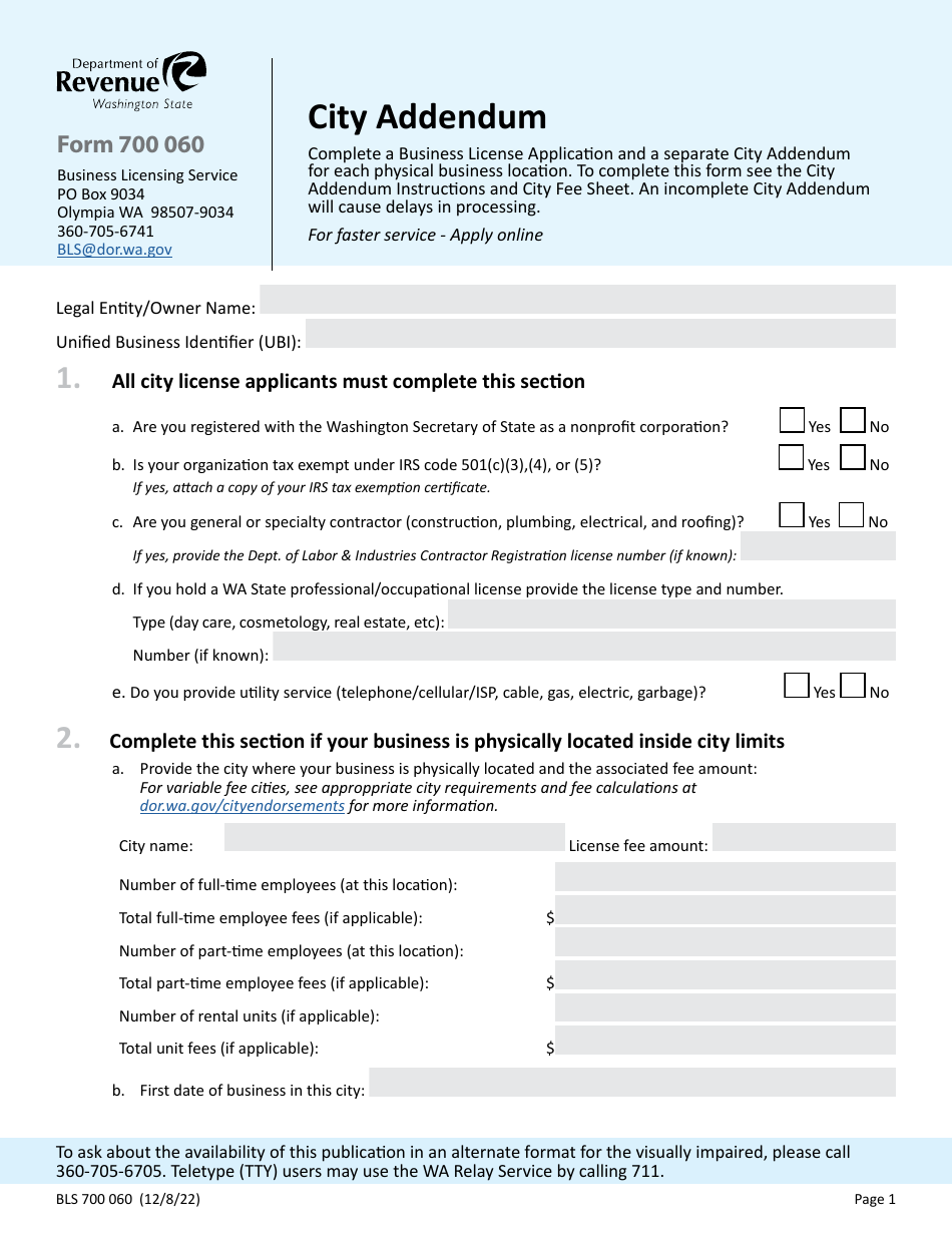 Form BLS700 060 - Fill Out, Sign Online and Download Fillable PDF ...