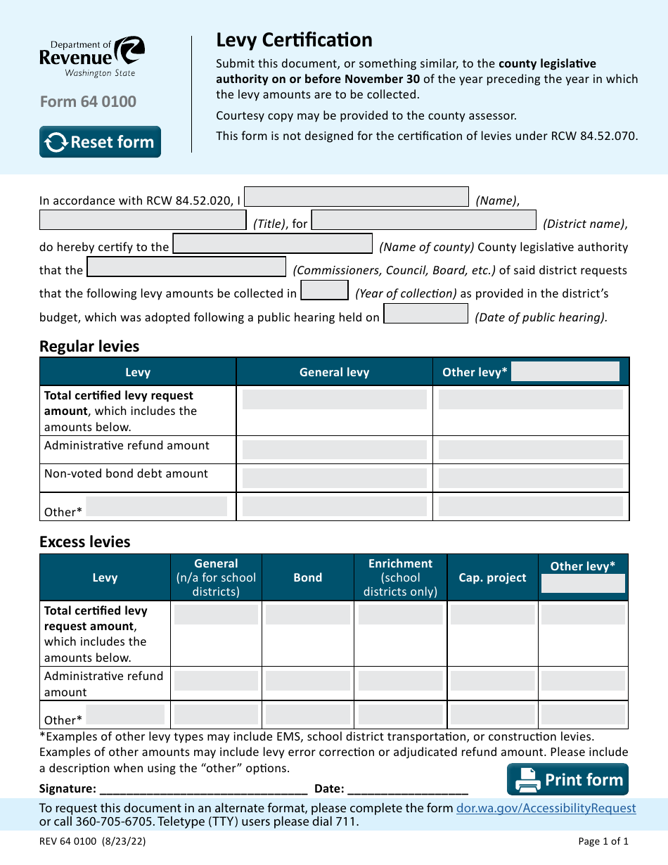 Form REV64 0100 - Fill Out, Sign Online and Download Fillable PDF ...