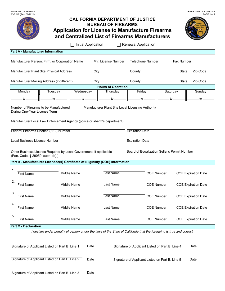 Form BOF017 - Fill Out, Sign Online and Download Fillable PDF ...