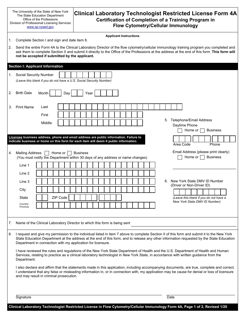 Clinical Laboratory Technologist Form 4A - Fill Out, Sign Online and ...
