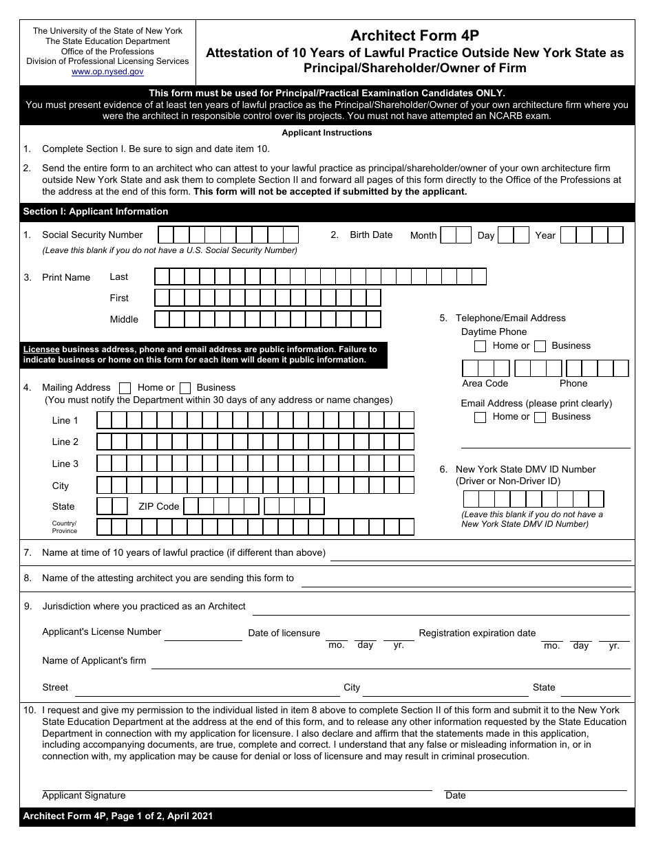 Architect Form 4P - Fill Out, Sign Online and Download Fillable PDF ...