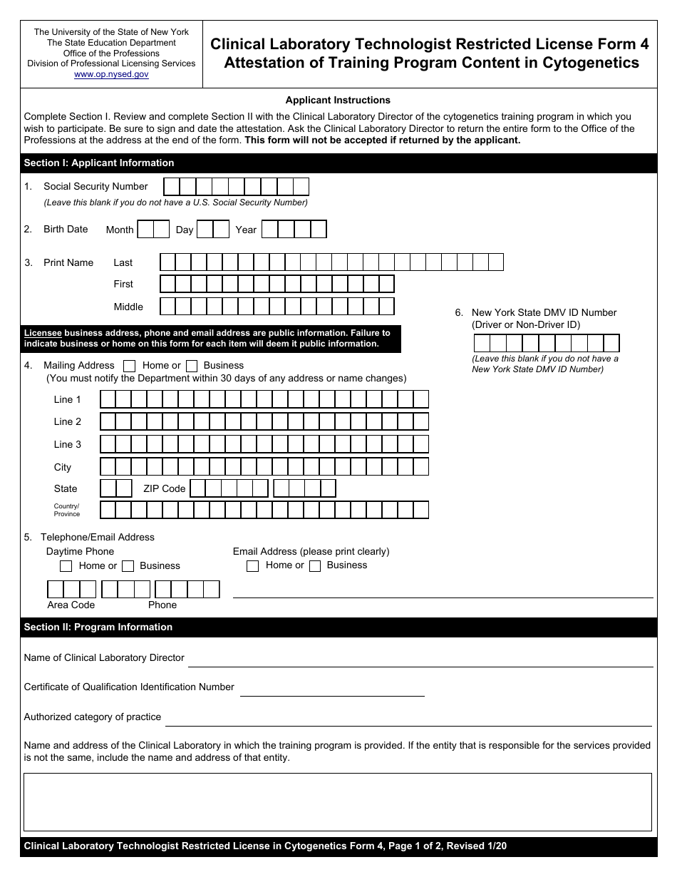 Clinical Laboratory Technologist Restricted License Form 4 - Fill Out ...