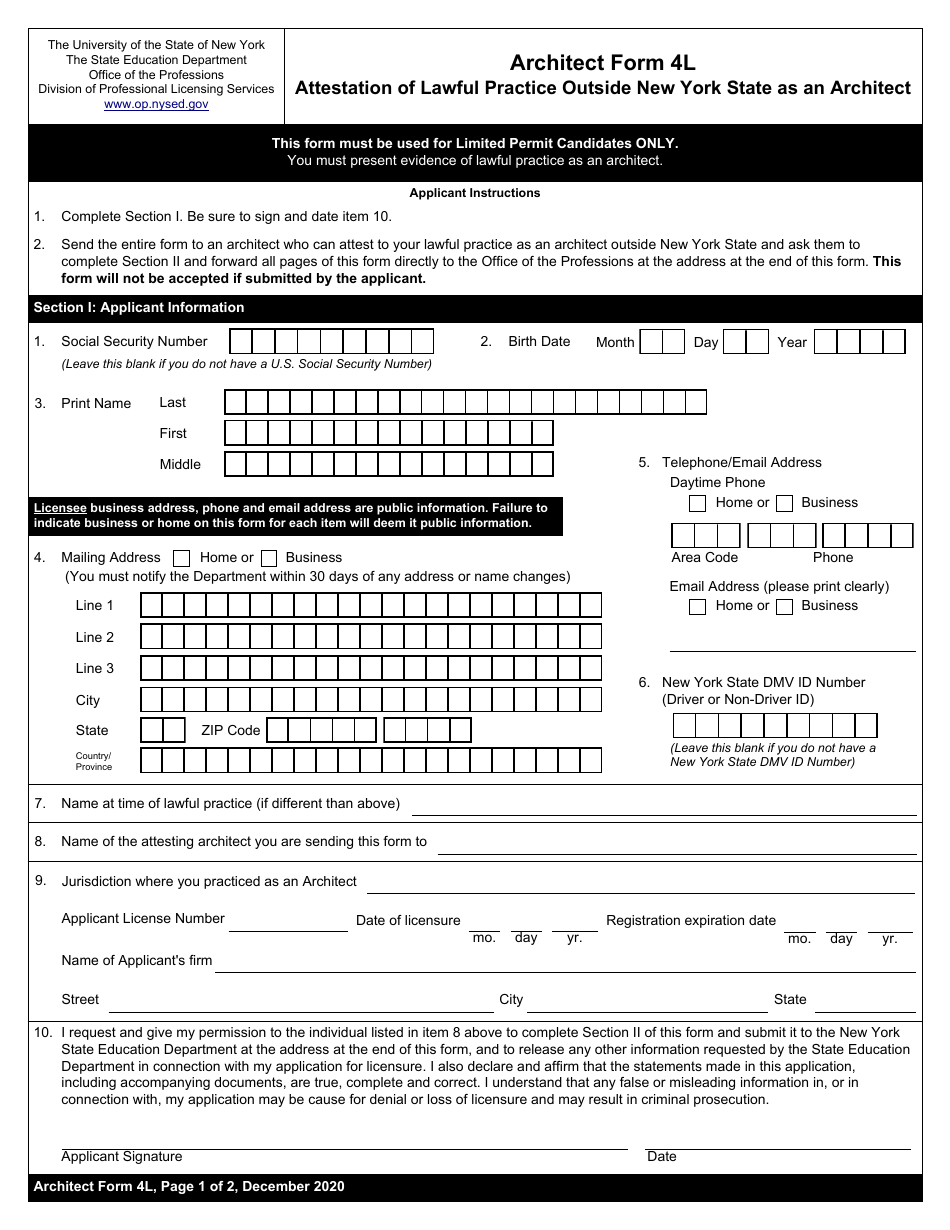 Architect Form 4L - Fill Out, Sign Online and Download Fillable PDF ...