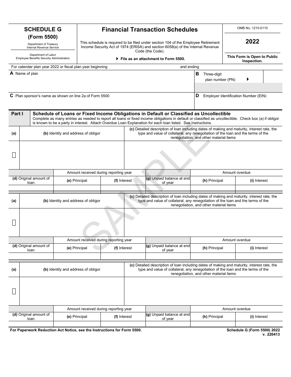 Form 5500 Schedule G Download Printable PDF or Fill Online Financial ...