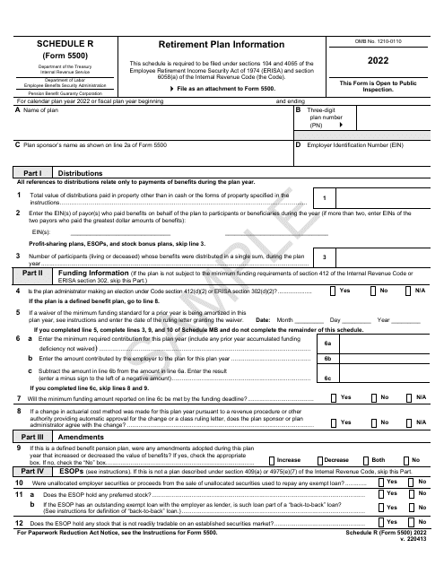 Form 5500 Schedule R Download Printable PDF Or Fill Online Retirement Form 5500 Schedule R Download Printable PDF Or Fill Online Retirement