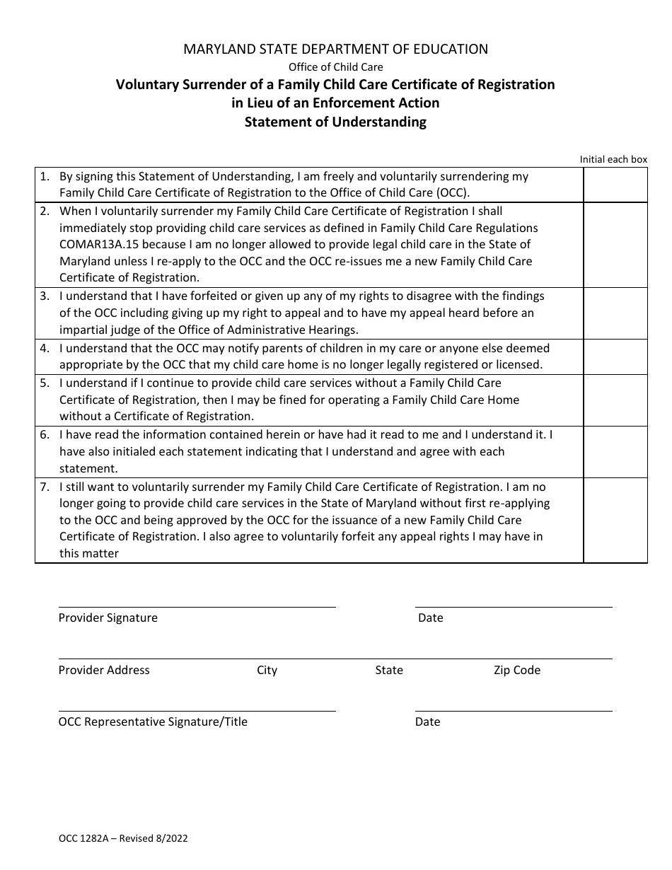 Form OCC1282A - Fill Out, Sign Online and Download Printable PDF ...