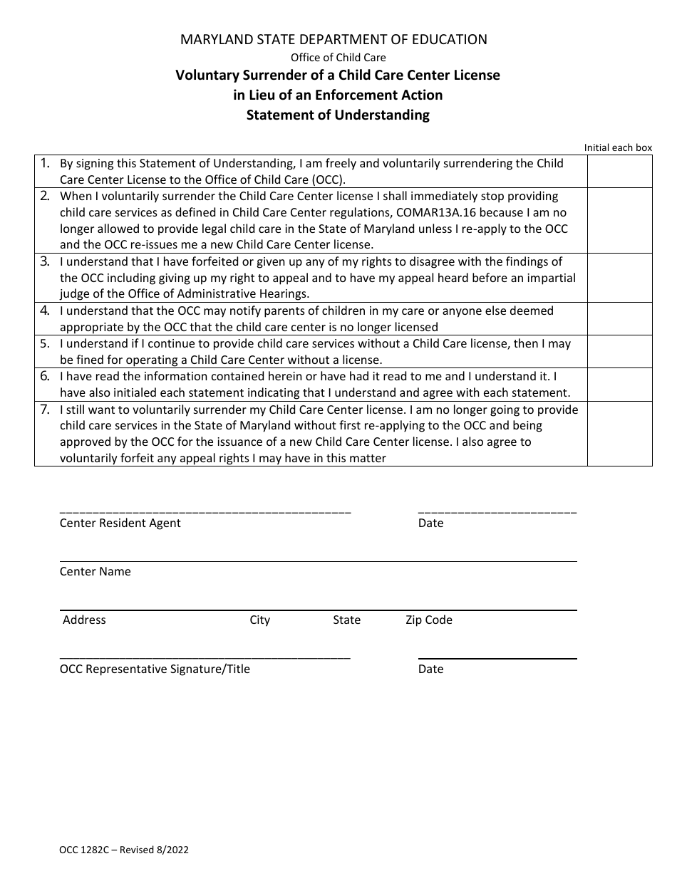 Form OCC1282C - Fill Out, Sign Online and Download Printable PDF ...