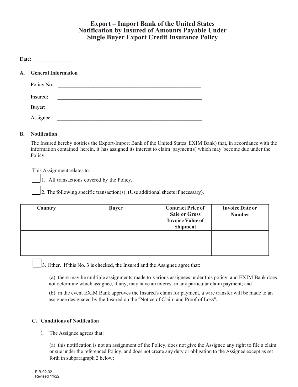 Form EIB-92-32 - Fill Out, Sign Online and Download Fillable PDF ...