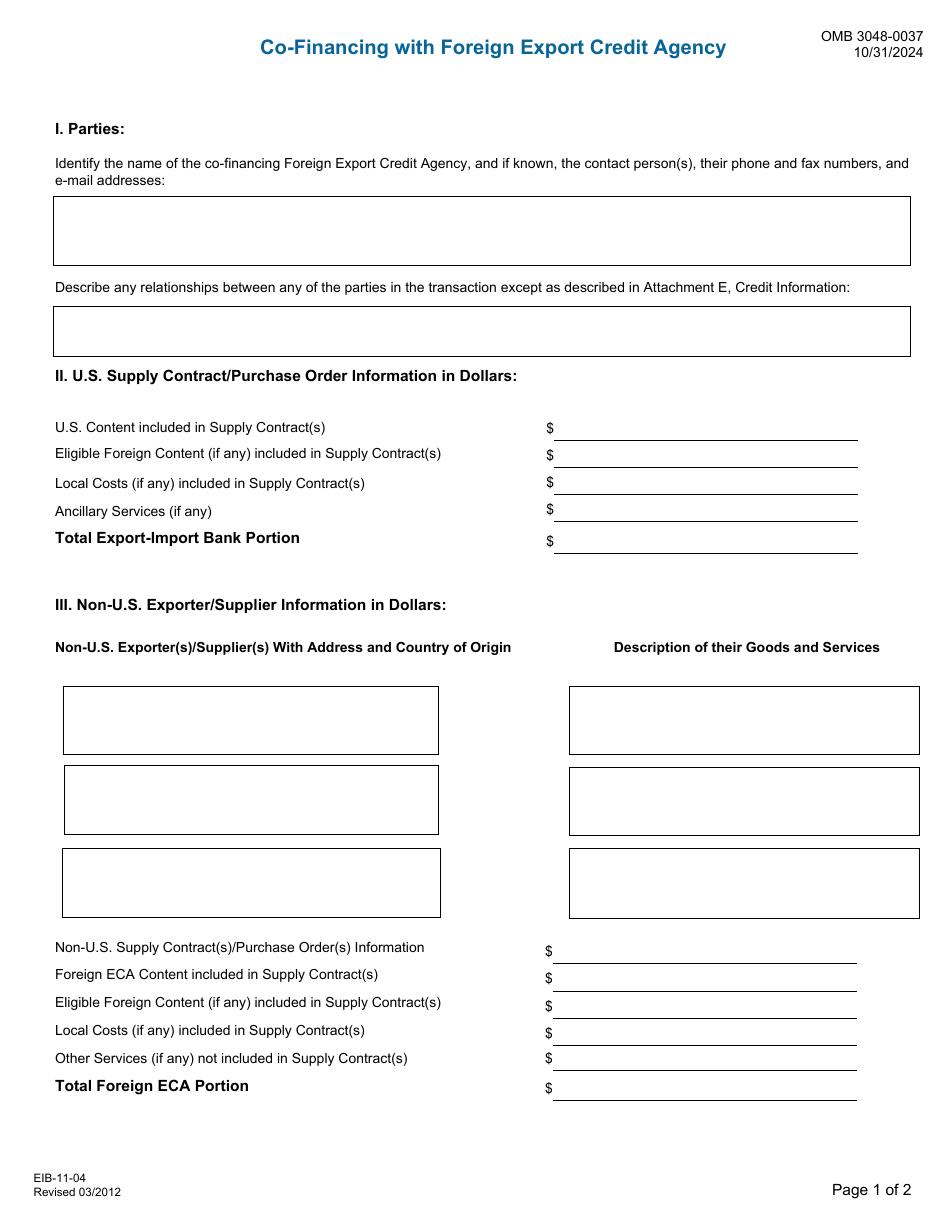 Form EIB-11-04 - Fill Out, Sign Online and Download Fillable PDF ...