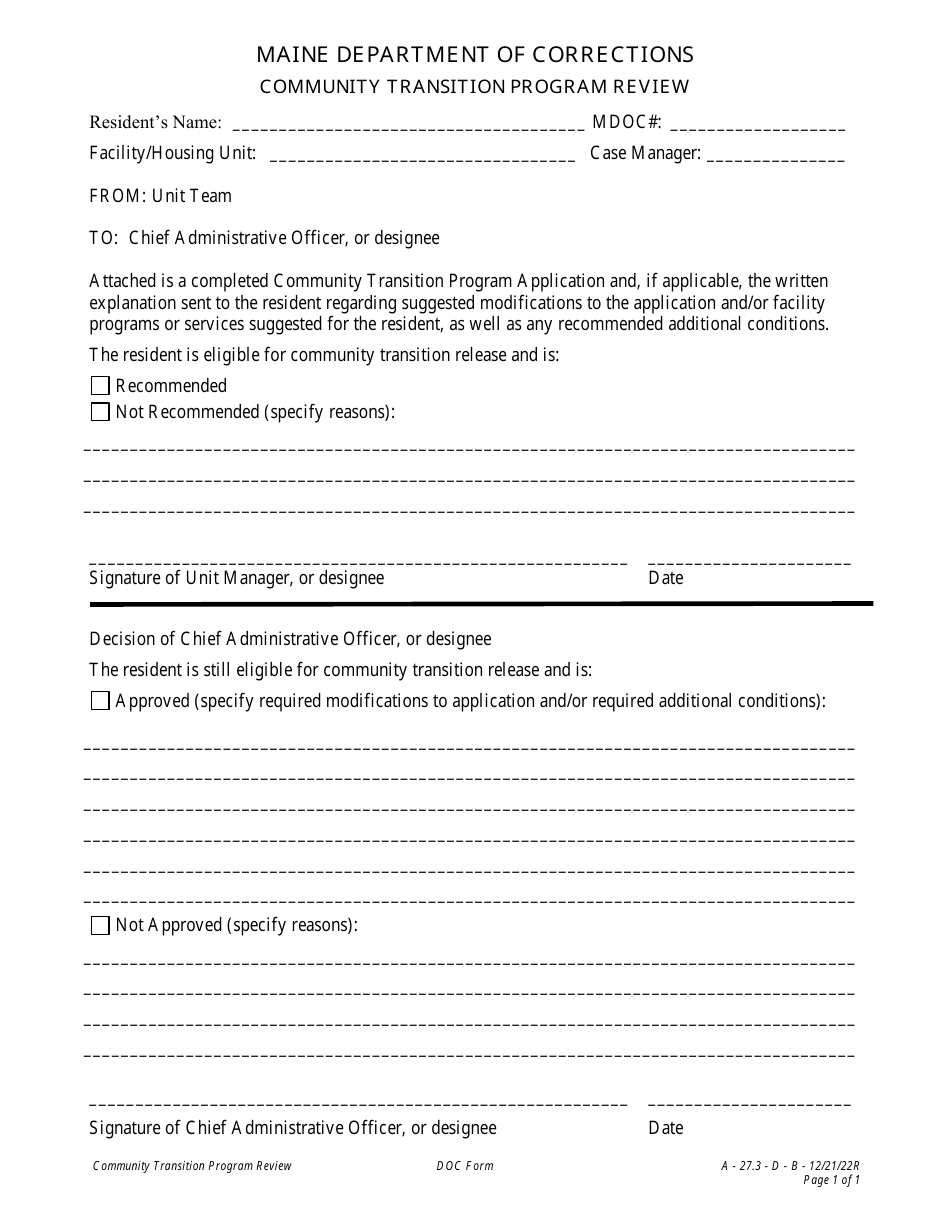 Maine Community Transition Program Review - Fill Out, Sign Online and ...