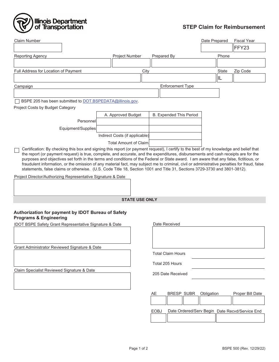 Form BSPE500 - 2023 - Fill Out, Sign Online and Download Fillable PDF ...