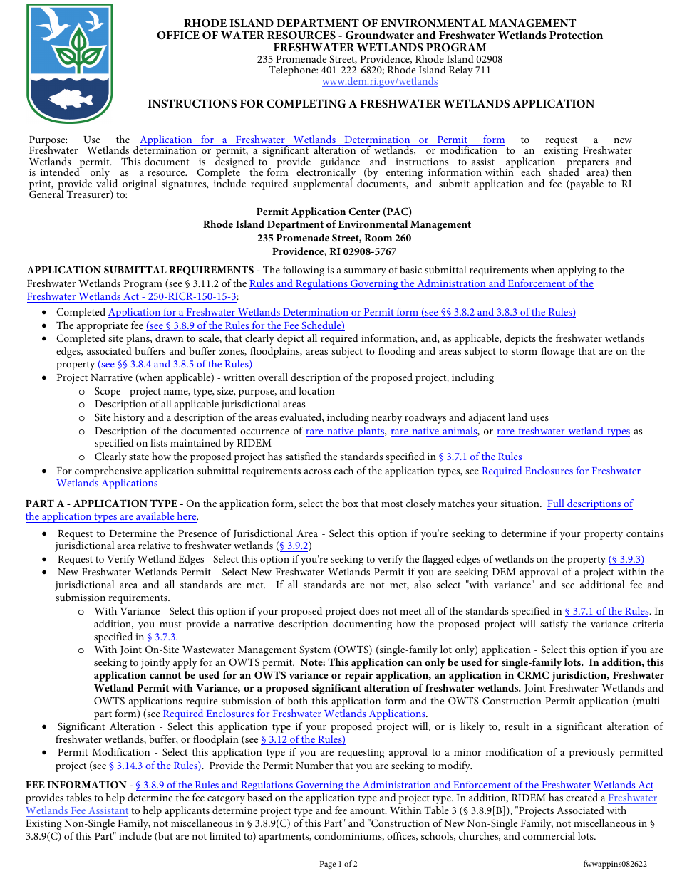 Download Instructions for Application for a Freshwater Wetlands Determination or Permit PDF ...