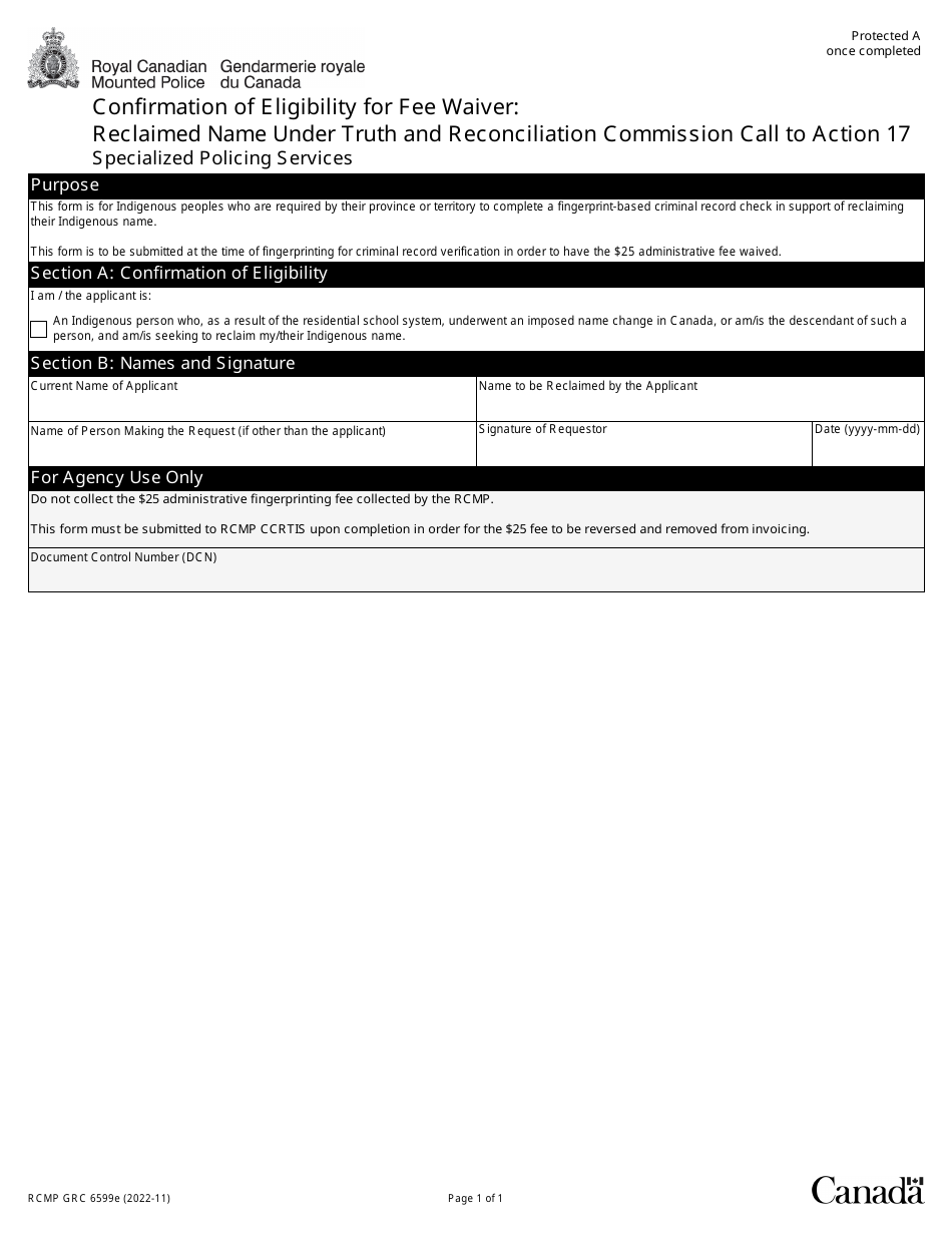 Form RCMP GRC6599 - Fill Out, Sign Online and Download Fillable PDF ...