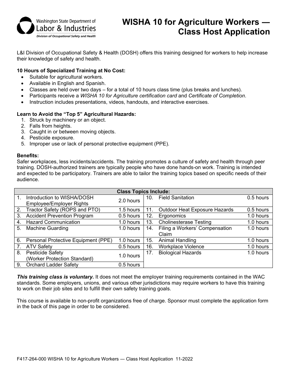 Form F417-264-000 Download Fillable PDF or Fill Online Wisha 10 for ...