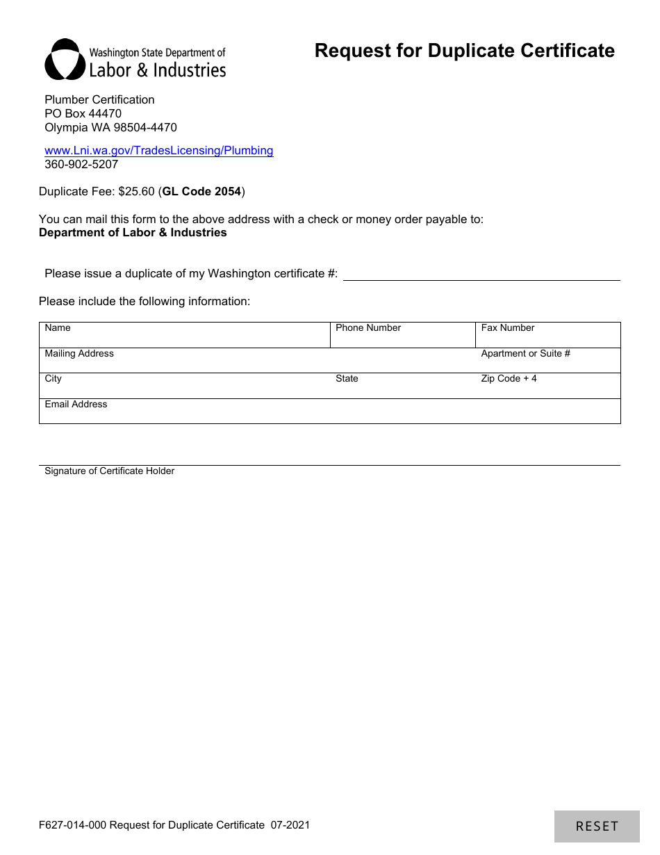 Form F627-014-000 - Fill Out, Sign Online and Download Fillable PDF ...