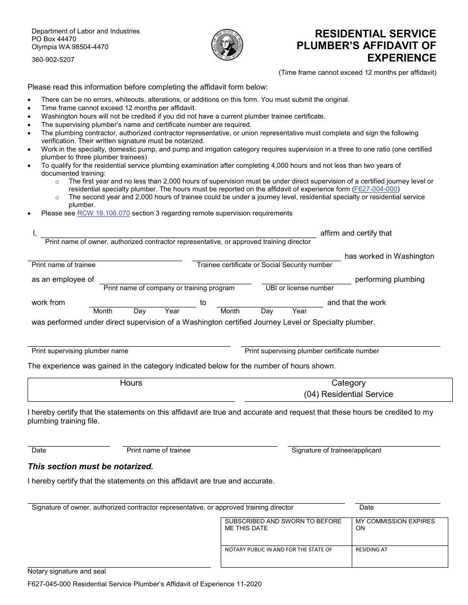 Form F627-045-000 - Fill Out, Sign Online and Download Fillable PDF ...