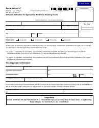 Form OR-AGC Download Fillable PDF or Fill Online Annual Certification ...