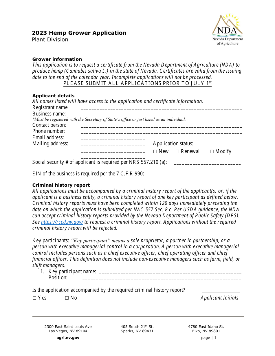 2023 Nevada Hemp Grower Application - Fill Out, Sign Online and ...