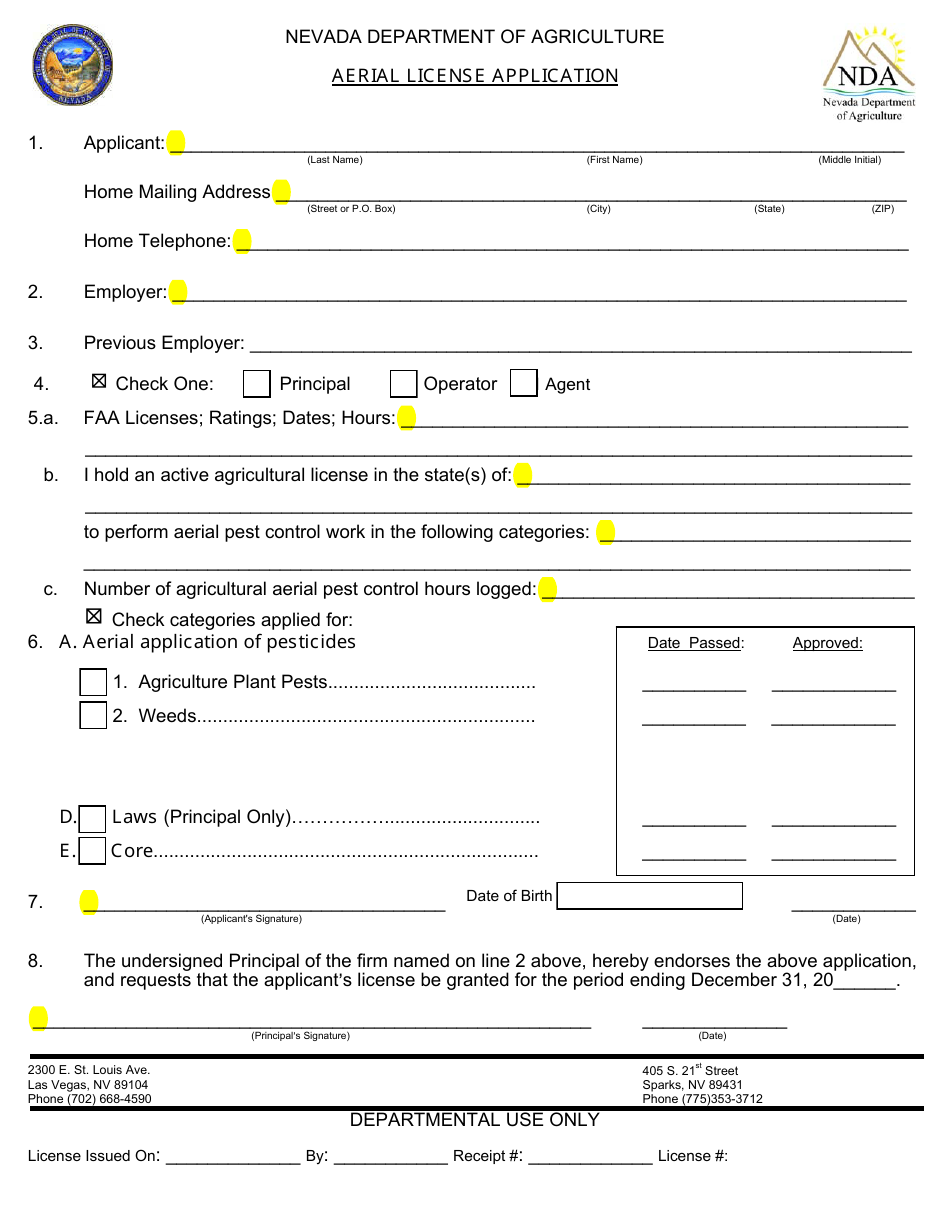 Nevada Aerial License Application - Fill Out, Sign Online and Download ...