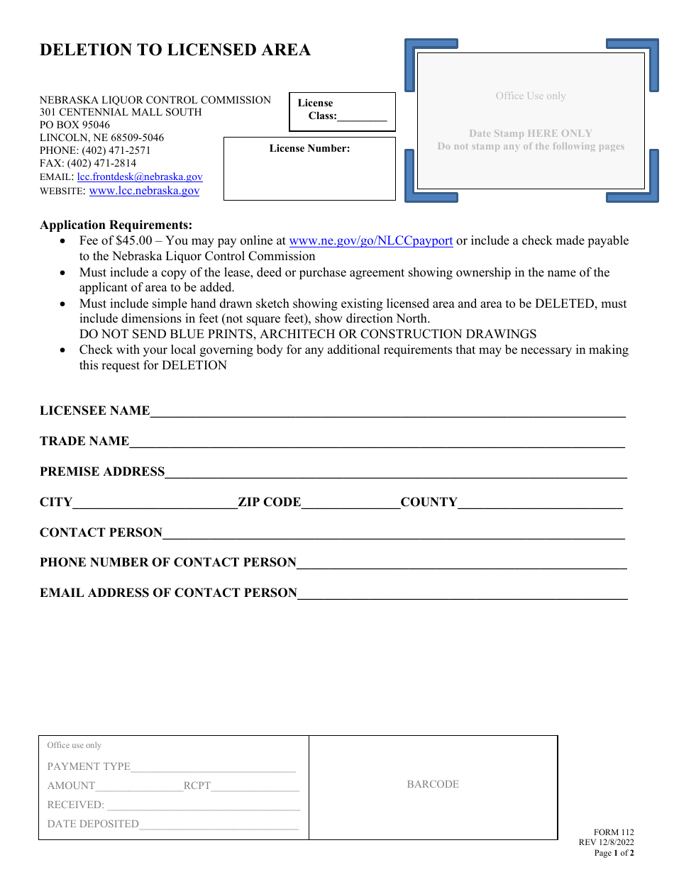 Form 112 - Fill Out, Sign Online and Download Fillable PDF, Nebraska ...