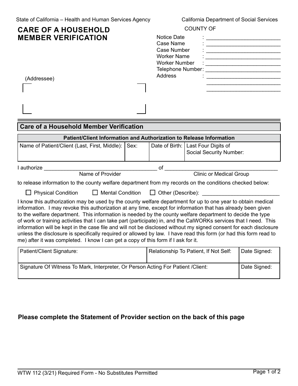 Form WTW112 - Fill Out, Sign Online and Download Fillable PDF ...