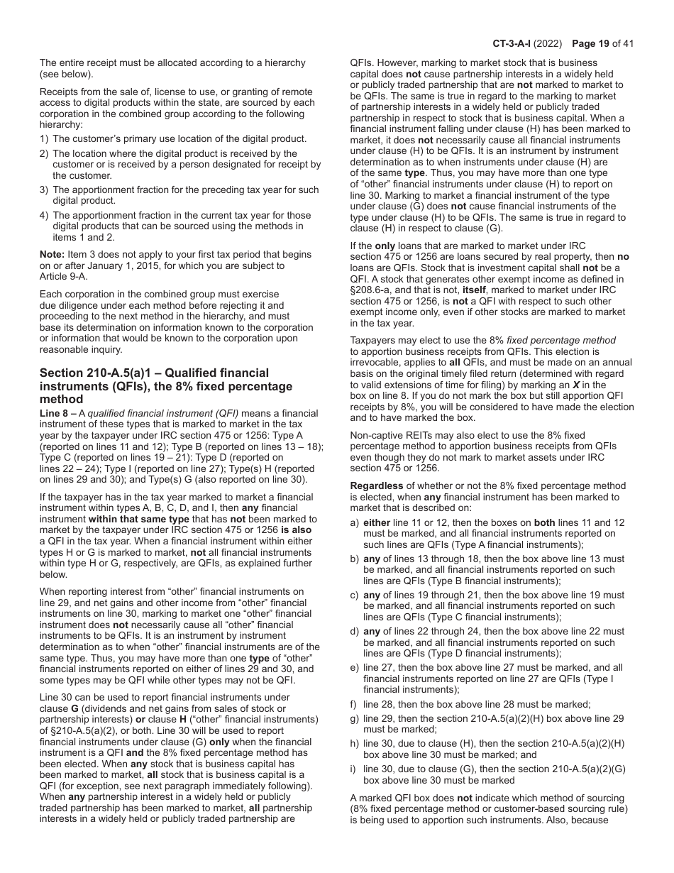 Download Instructions for Form CT-3-A General Business Corporation ...