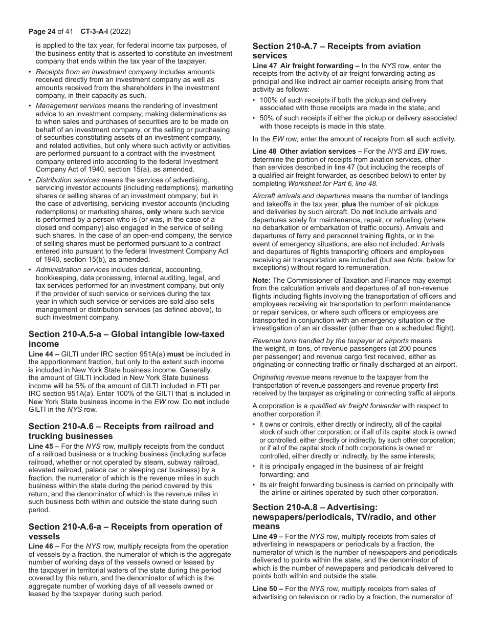 Download Instructions for Form CT-3-A General Business Corporation ...