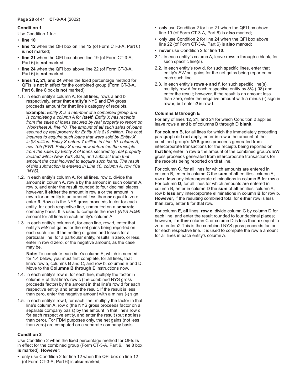 Download Instructions for Form CT-3-A General Business Corporation ...