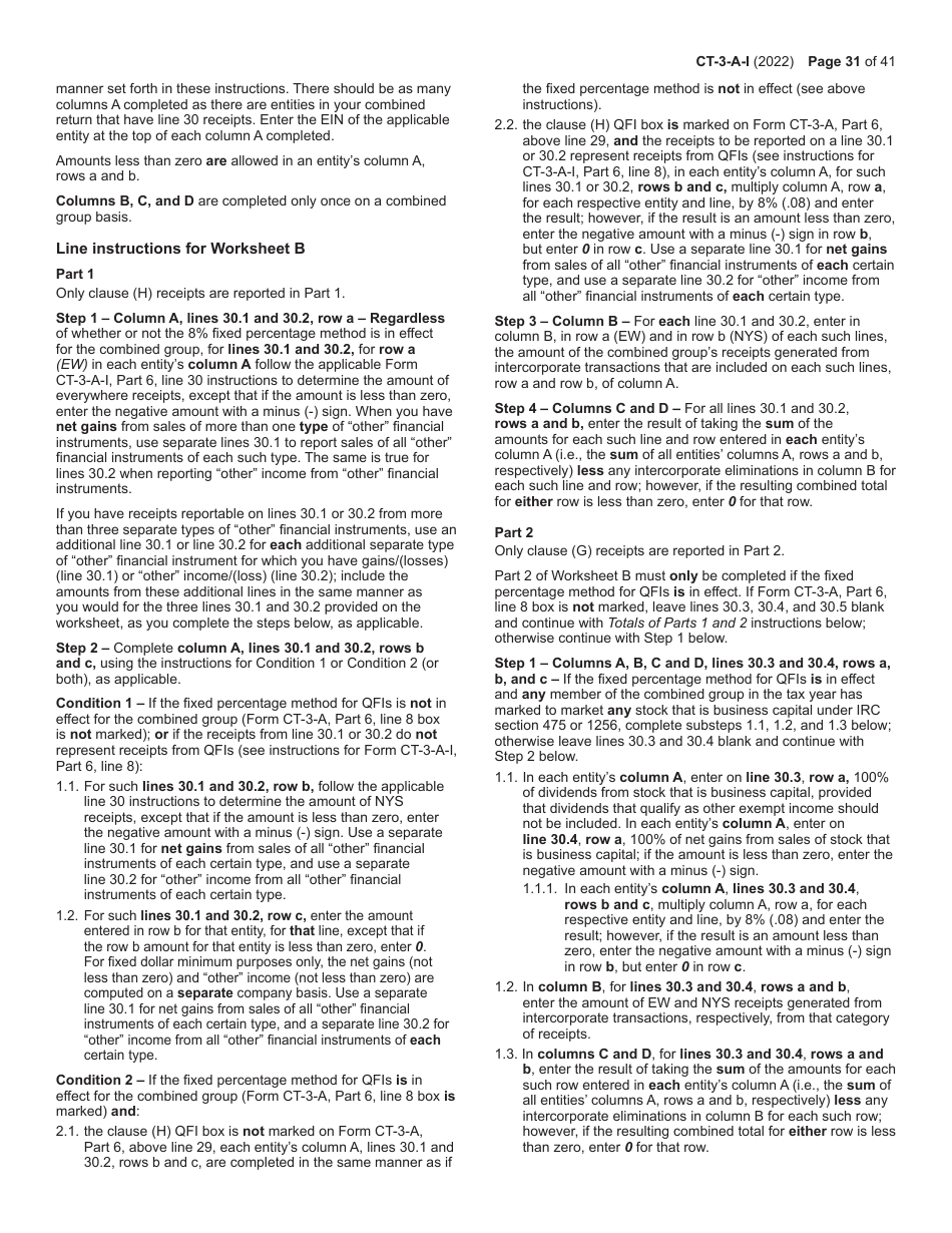 Download Instructions for Form CT-3-A General Business Corporation ...