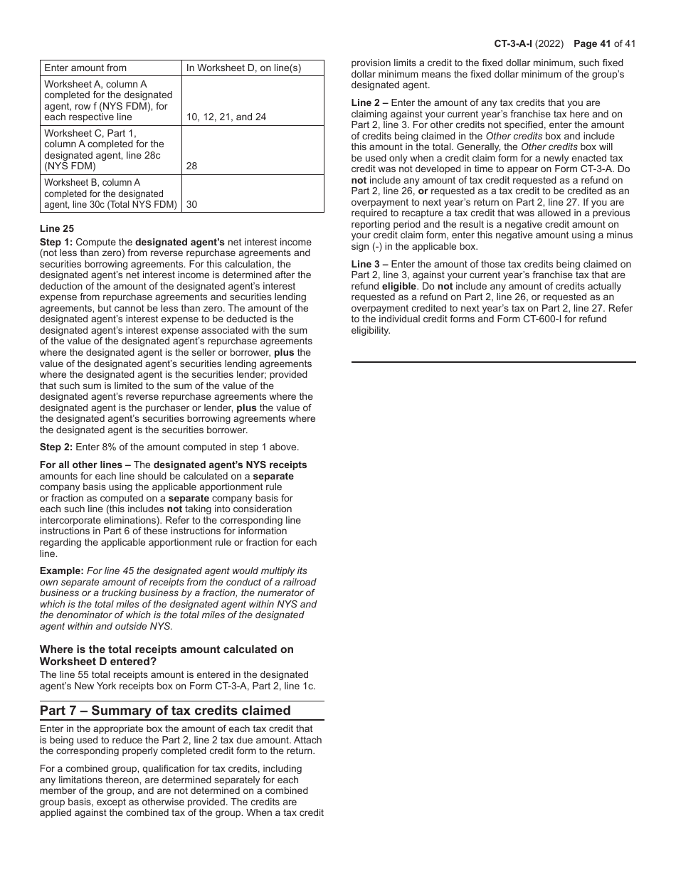 Download Instructions for Form CT-3-A General Business Corporation ...