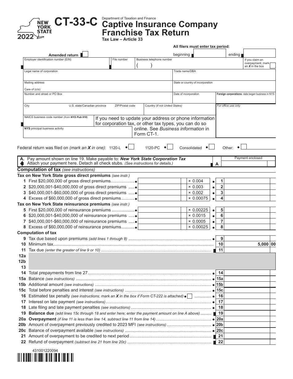 Form CT-33-C - 2022 - Fill Out, Sign Online and Download Printable PDF ...