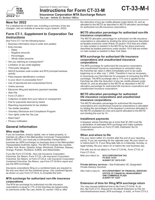 Download Instructions for Form CT-33-M Insurance Corporation Mta ...