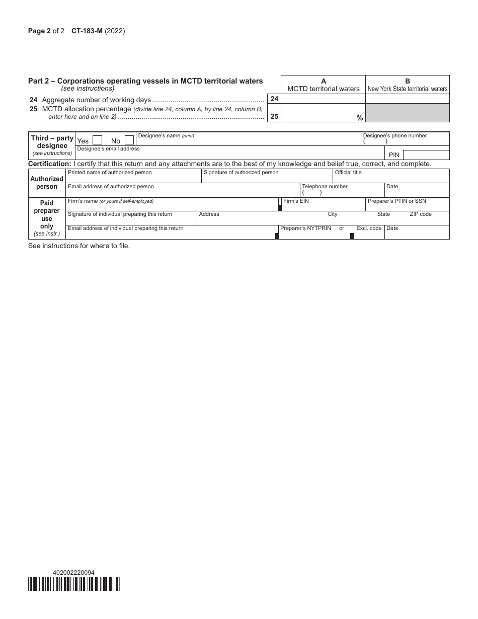 Form CT-183-M - 2022 - Fill Out, Sign Online and Download Fillable PDF ...