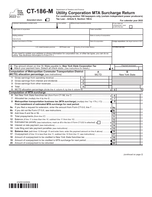 Form CT-186-M - 2022 - Fill Out, Sign Online and Download Printable PDF ...