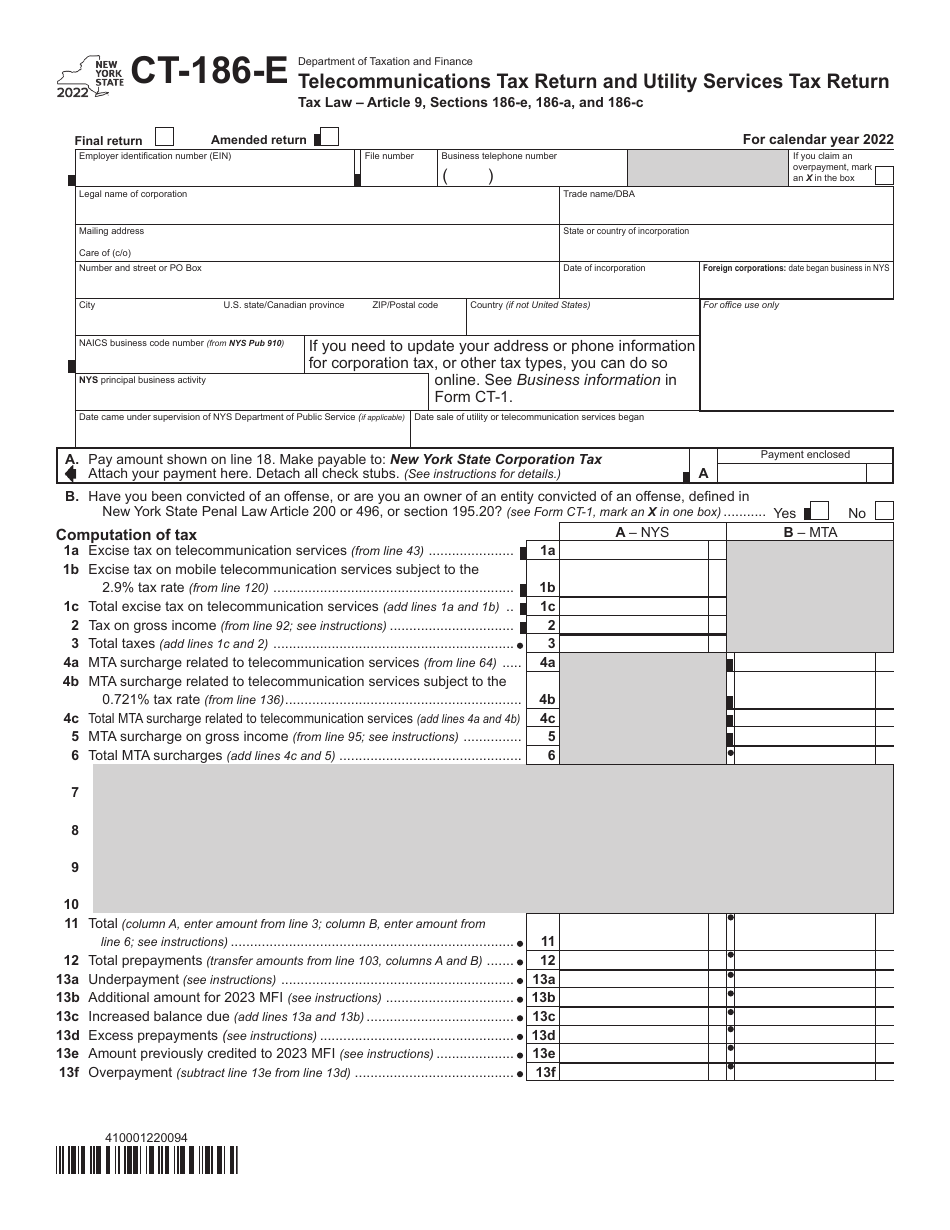 Form CT-186-E - 2022 - Fill Out, Sign Online and Download Fillable PDF ...