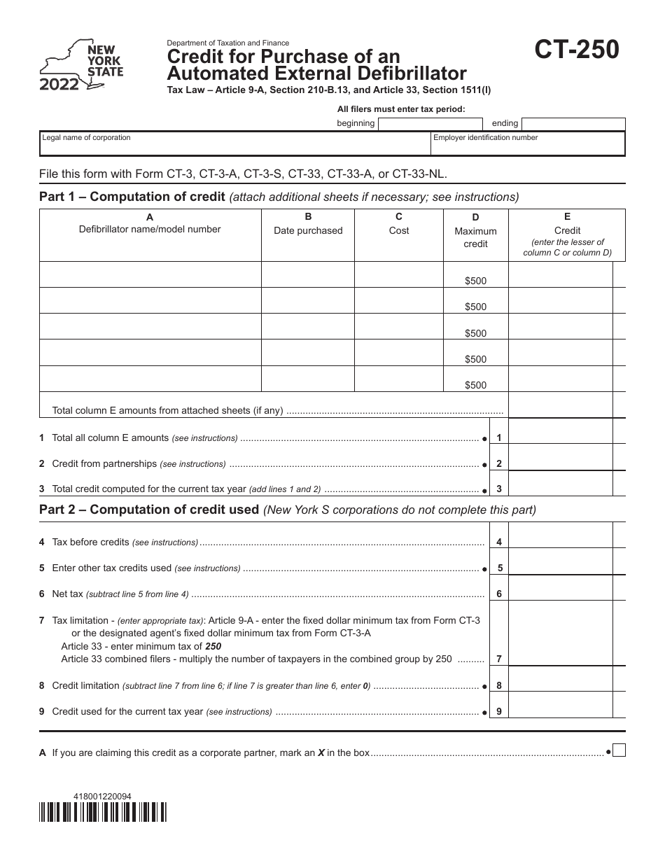Form CT-250 - 2022 - Fill Out, Sign Online and Download Printable PDF ...