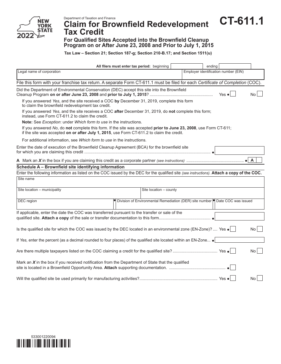 Form CT-611.1 Download Printable PDF or Fill Online Claim for ...