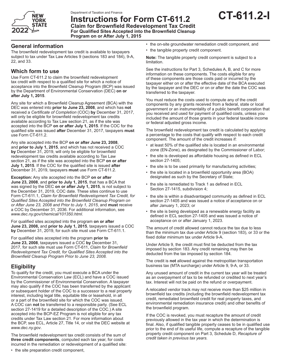Download Instructions for Form CT-611.2 Claim for Brownfield ...