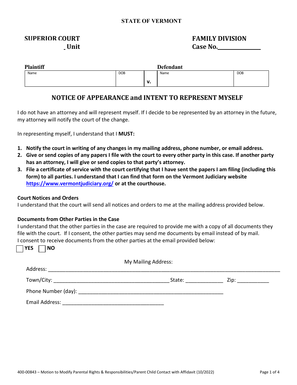 Form 400-00843 Download Fillable PDF or Fill Online Motion to Modify ...
