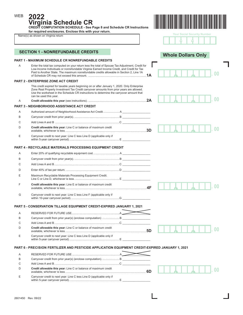 2022 Virginia Credit Computation Schedule - Fill Out, Sign Online and ...
