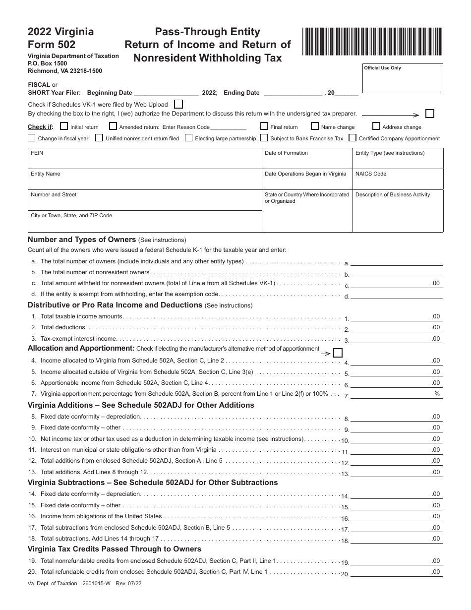 Form 502 - 2022 - Fill Out, Sign Online and Download Fillable PDF ...