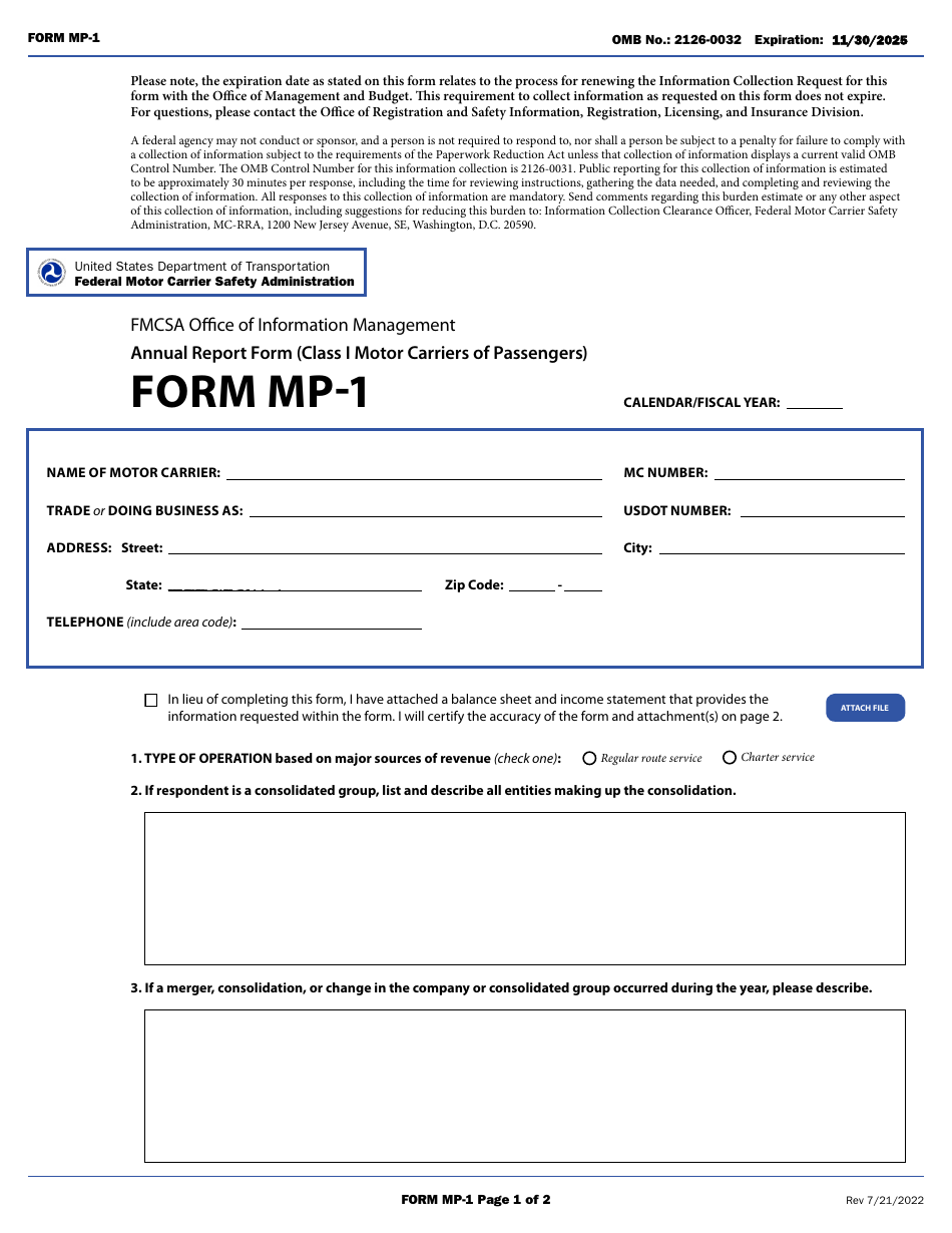 Form MP-1 - Fill Out, Sign Online and Download Fillable PDF | Templateroller