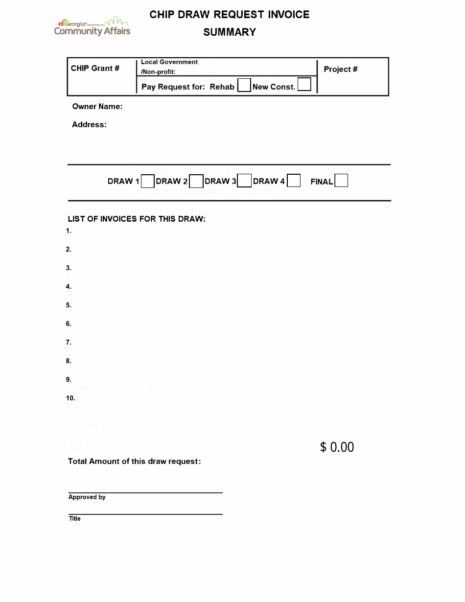 Georgia (United States) Chip Draw Request Invoice Summary - Fill Out ...