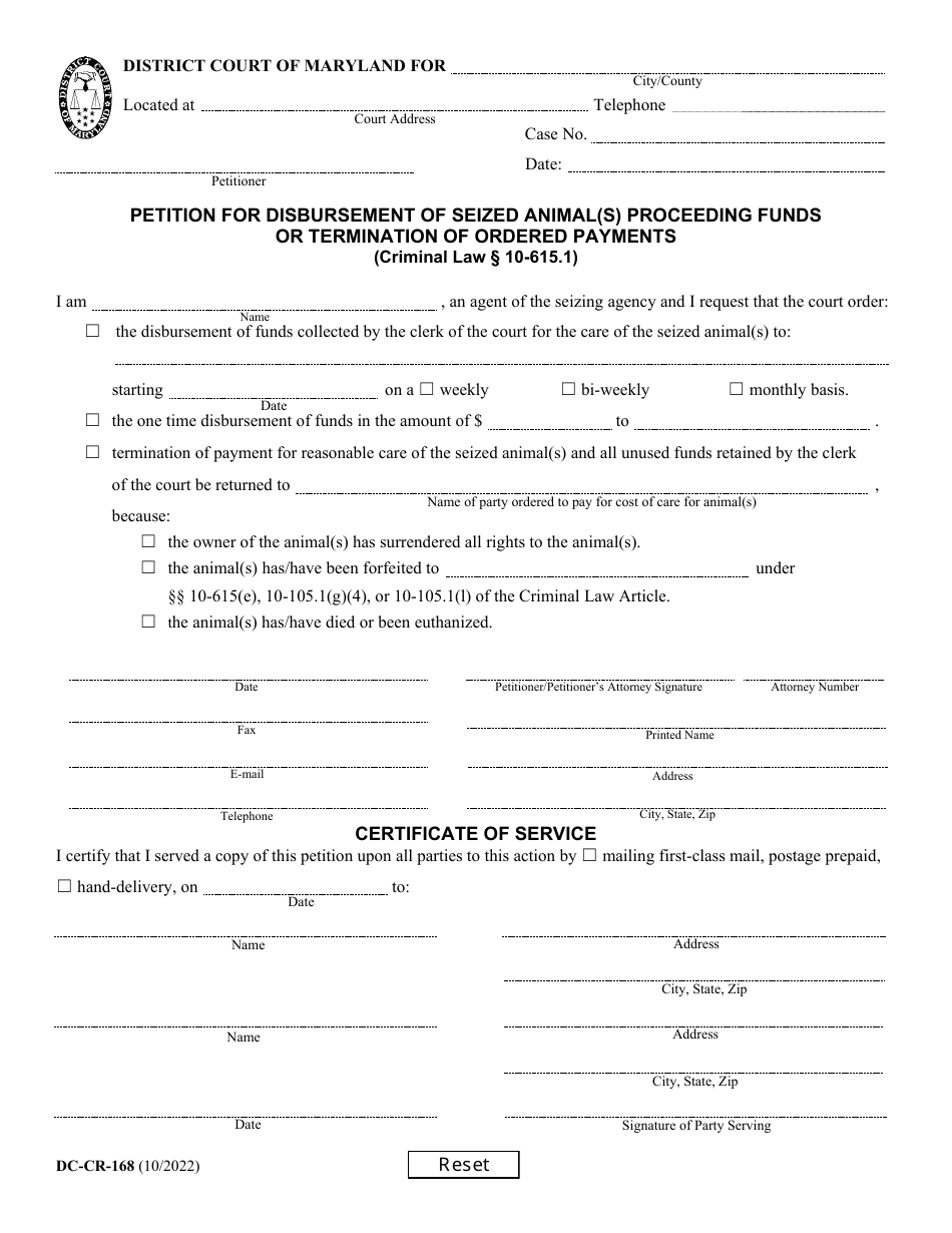 Form DC-CR-168 - Fill Out, Sign Online and Download Fillable PDF ...