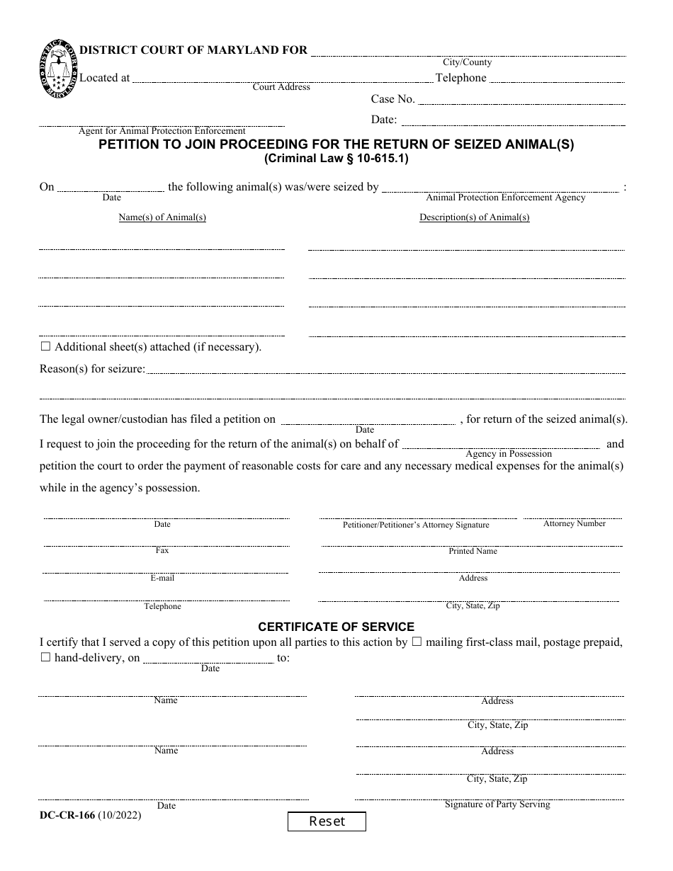 Form DC-CR-166 - Fill Out, Sign Online and Download Fillable PDF ...