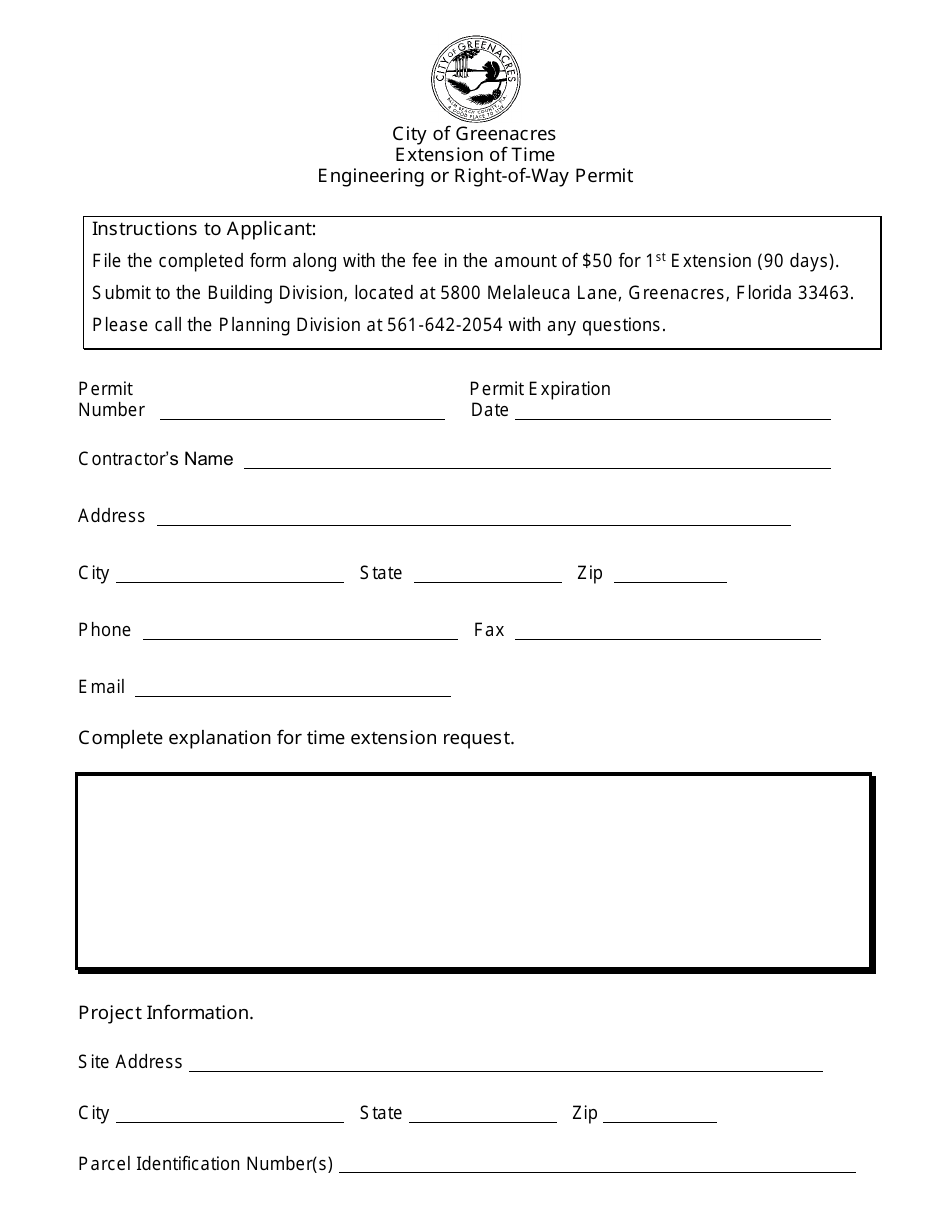 City of Greenacres, Florida Extension of Time - Engineering or Right-Of ...