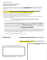 Alabama Domestic Limited Partnership (Lp) Statement of Dissolution ...
