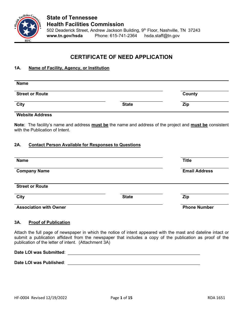 Form HF-0004 - Fill Out, Sign Online and Download Printable PDF ...